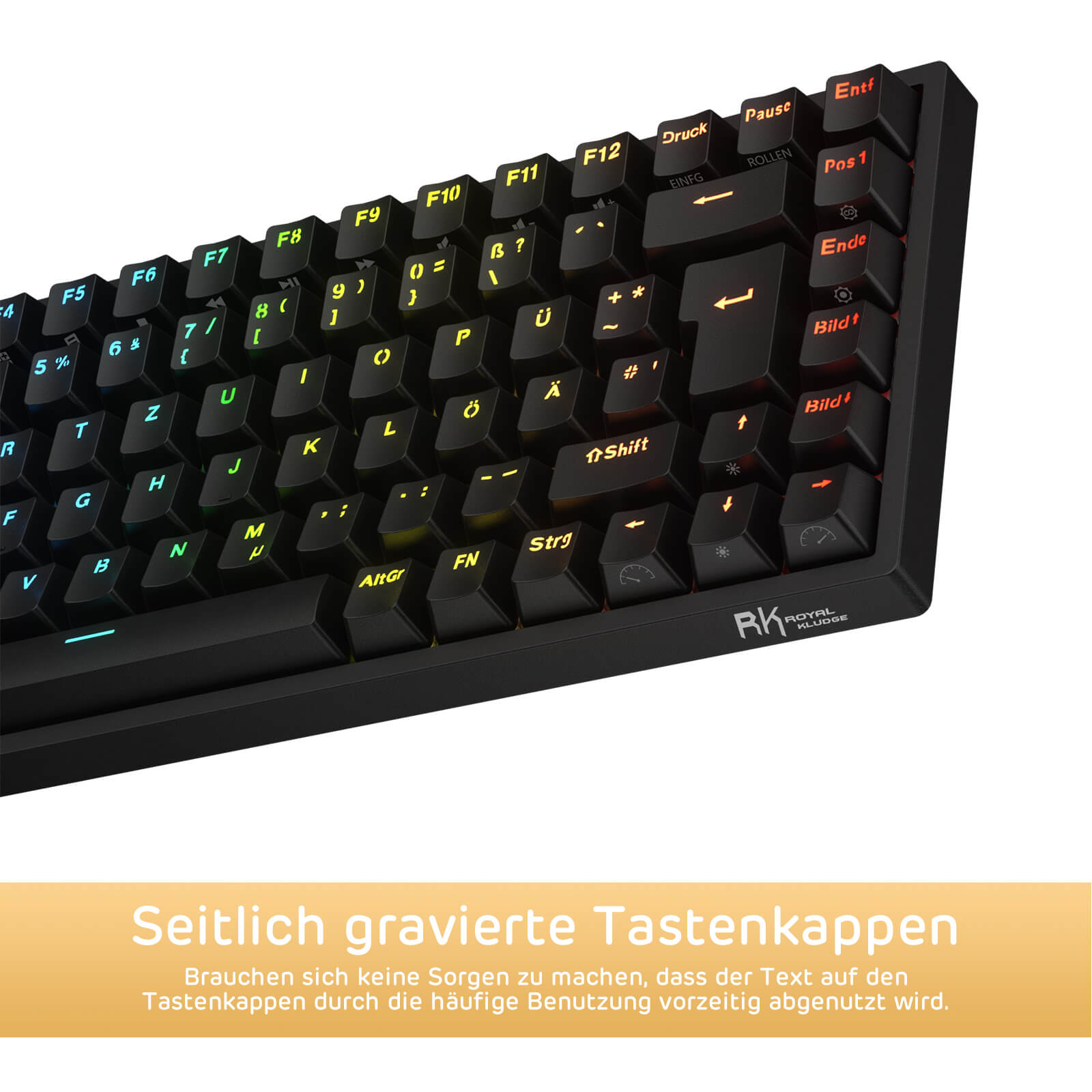 ROYAL KLUDGE RK84 84 Keys Wireless 75% Mechanical Gaming Keyboard ...