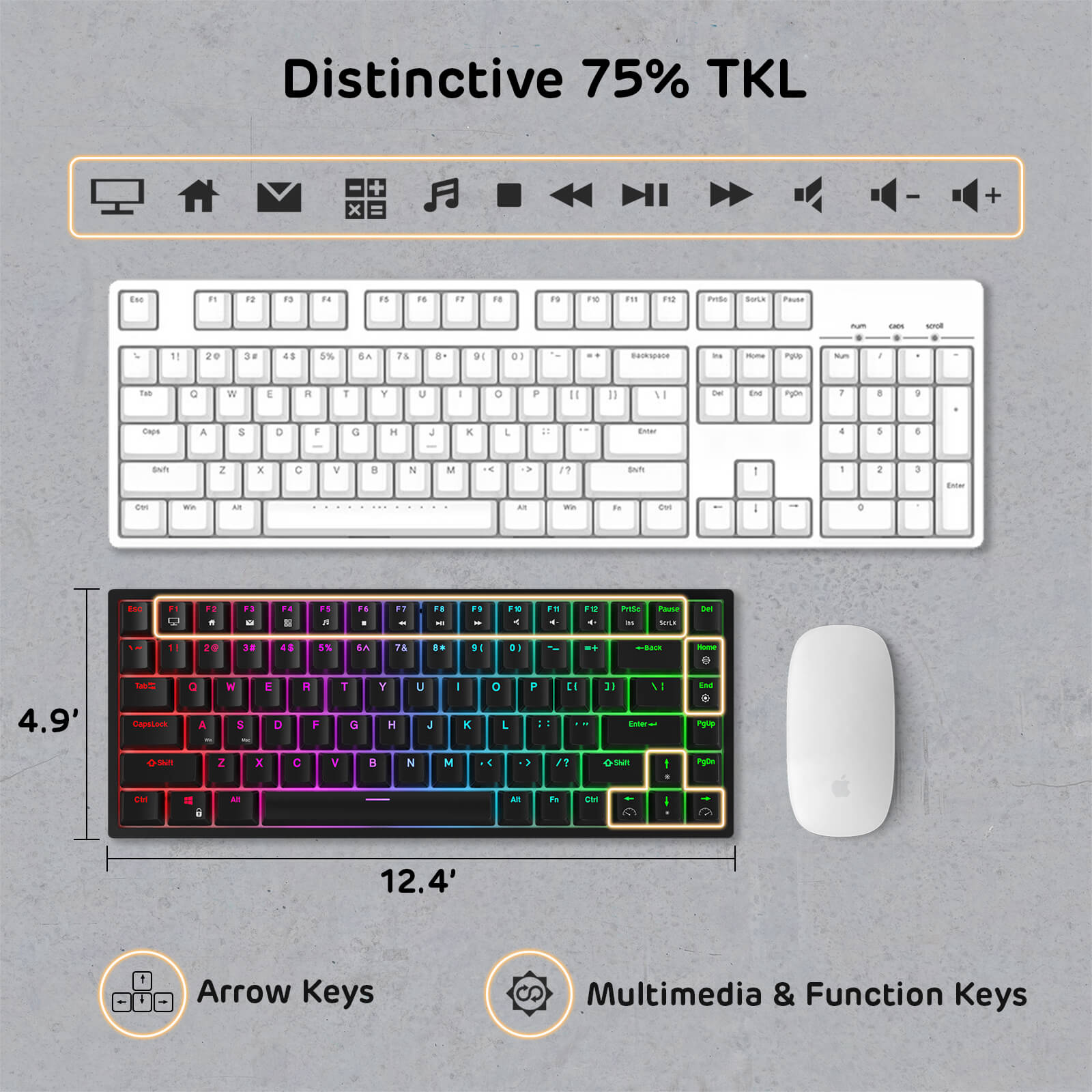 RK ROYAL KLUDGE RK84 Wired RGB 75% Hot Swappable Mechanical Keyboard ...