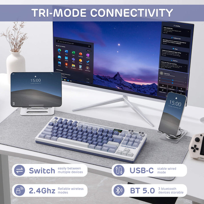 RK ROYAL KLUDGE M87 80% TKL Gasket Mount Wireless Gaming Keyboard – RK ...