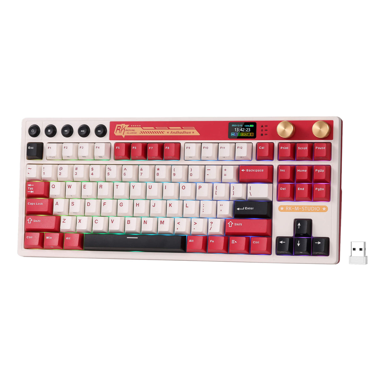 RK ROYAL KLUDGE M87 80% TKL Gasket Mount Wireless Gaming Keyboard ...