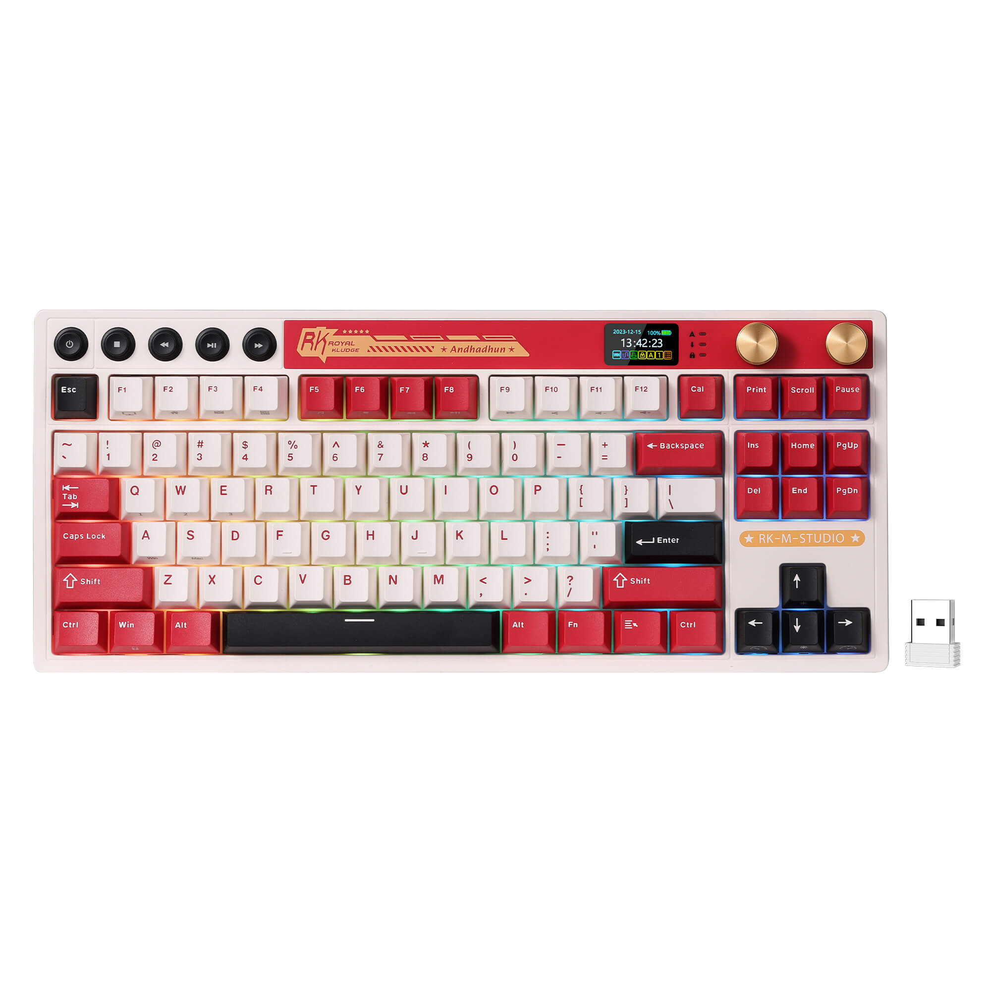 RK ROYAL KLUDGE M87 80% TKL Gasket Mount Wireless Gaming Keyboard ...