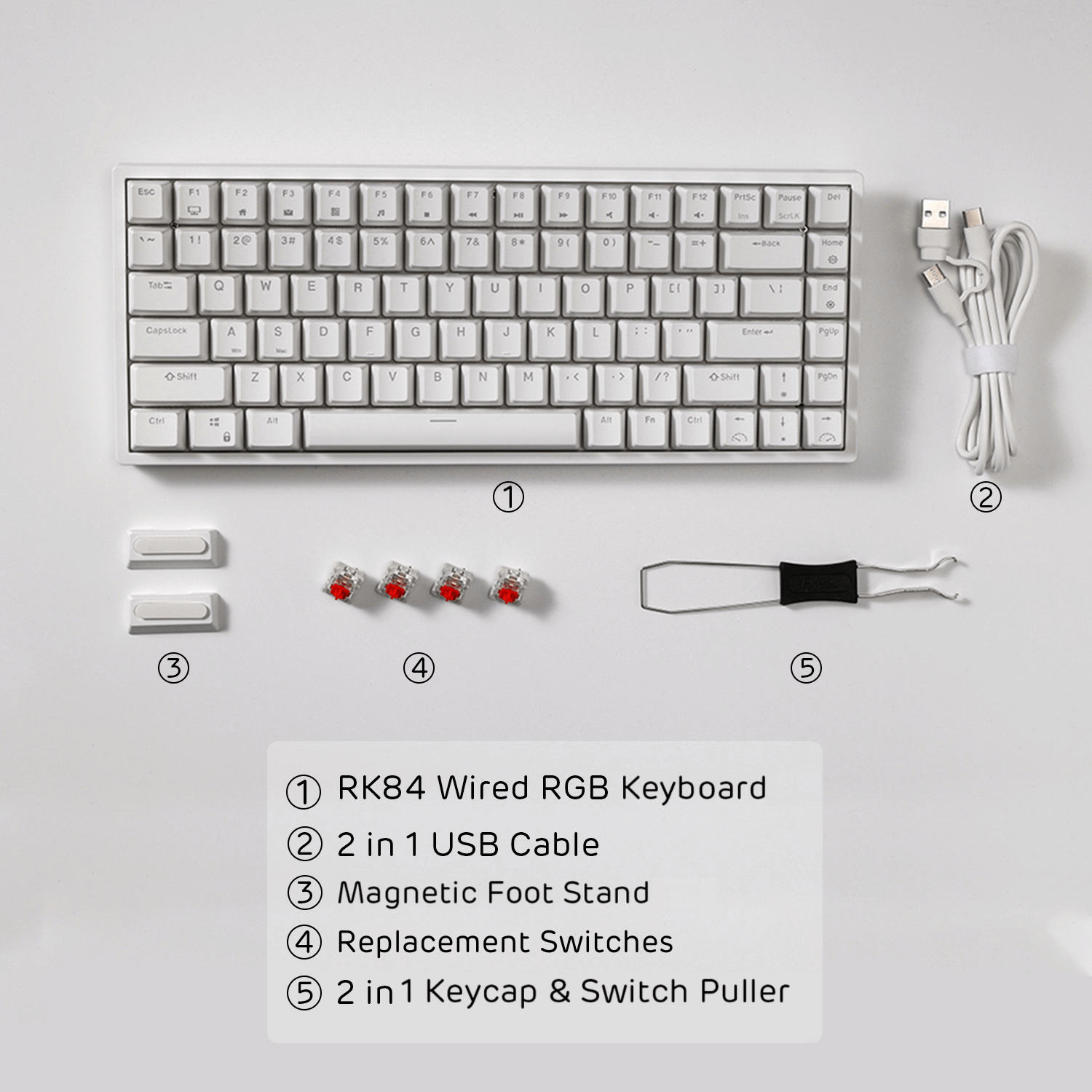RK ROYAL KLUDGE RK84 Wired RGB 75% Hot Swappable Mechanical Keyboard ...