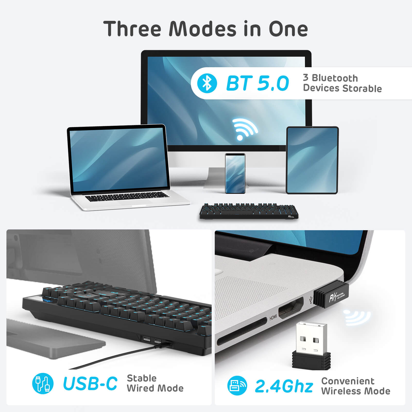 RK ROYAL KLUDGE RK89 85% Triple Mode Hot Swappable Mechanical Keyboard ...