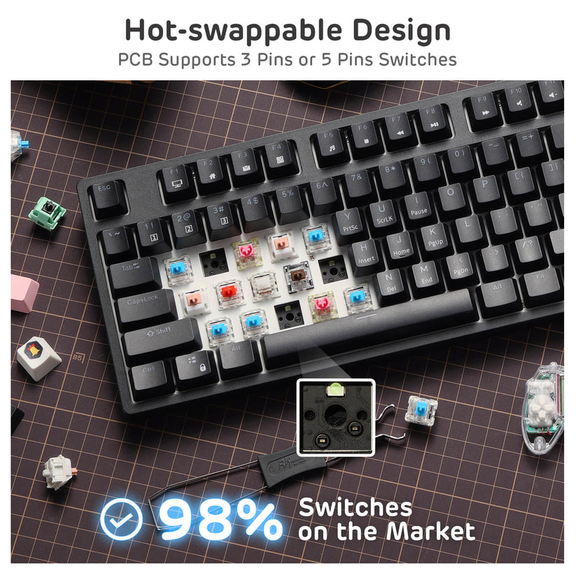RK ROYAL KLUDGE RK89 85% Triple Mode Hot Swappable Mechanical Keyboard ...