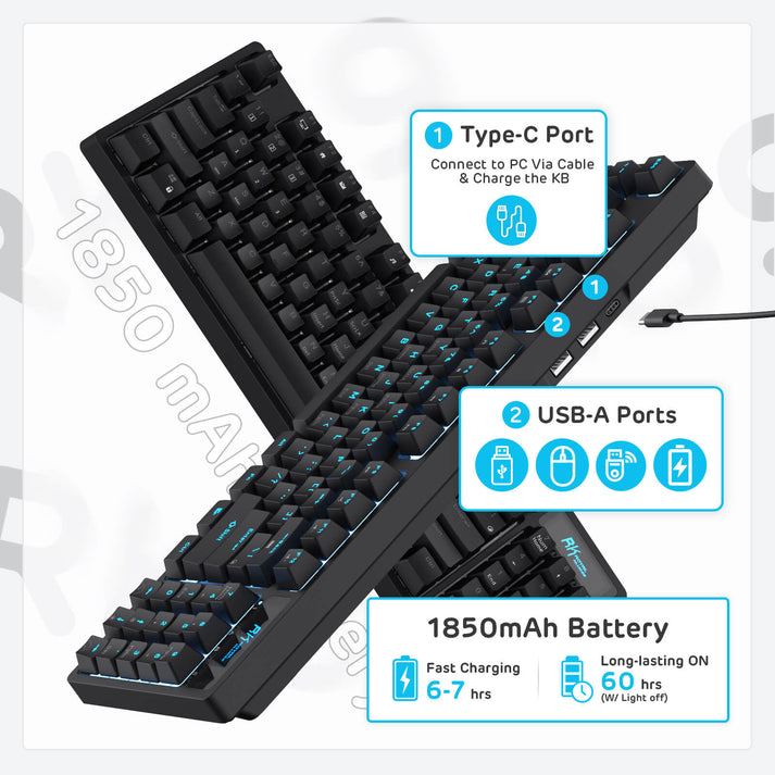 RK ROYAL KLUDGE RK89 85% Triple Mode Hot Swappable Mechanical Keyboard ...