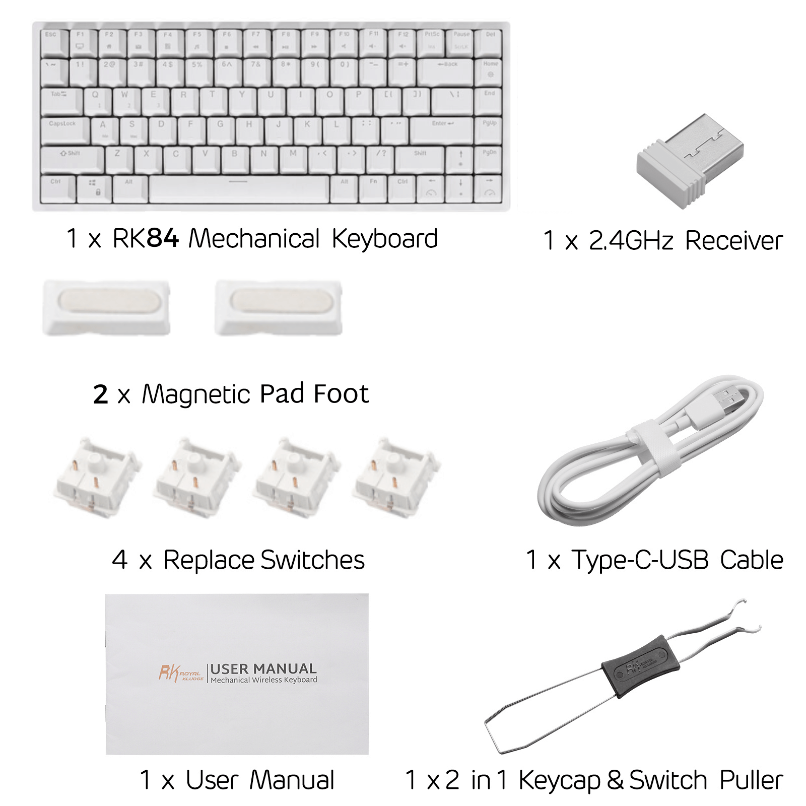 RK ROYAL KLUDGE RK84 75% Triple Mode Hot Swappable Mechanical Keyboard ...