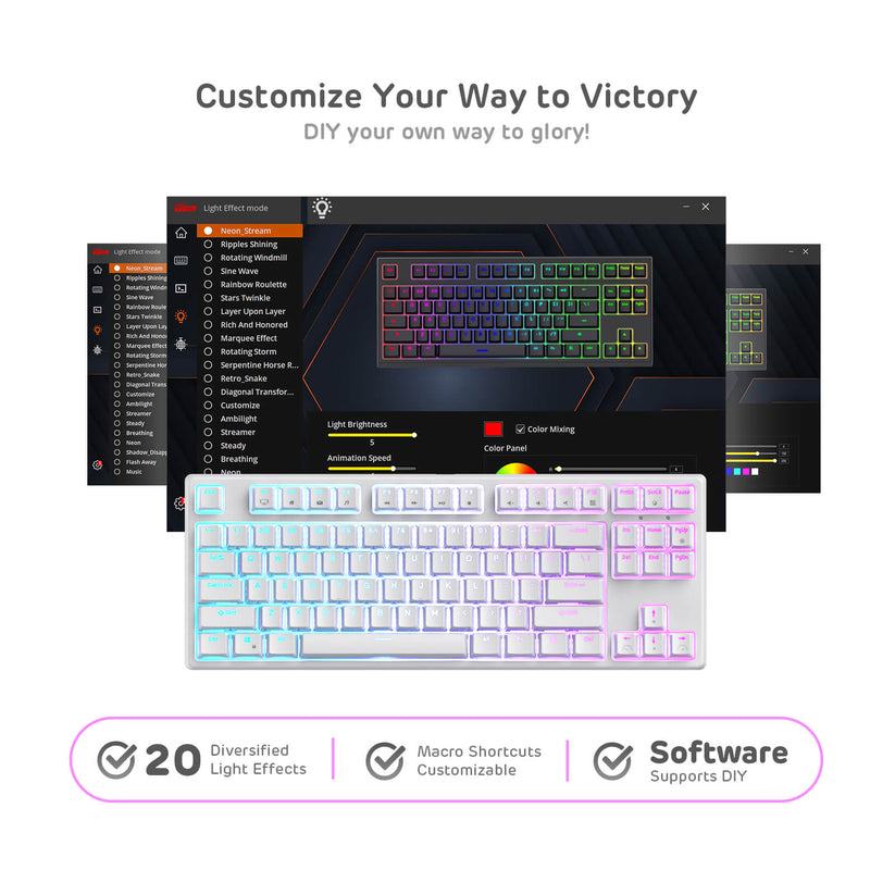 ROYAL KLUDGE RK87 80 Percent Wireless TKL Mechanical Gaming Keyboard ...