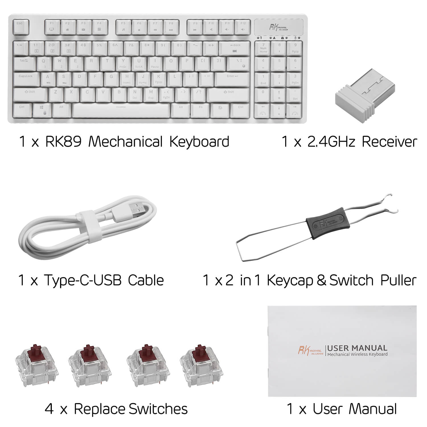 RK ROYAL KLUDGE RK89 85% Triple Mode Hot Swappable Mechanical Keyboard ...
