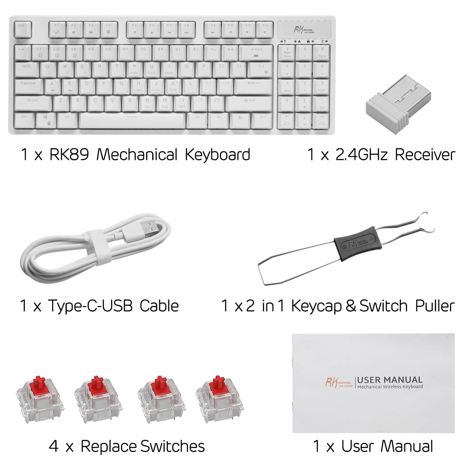 RK ROYAL KLUDGE RK89 85% Triple Mode Hot Swappable Mechanical Keyboard ...