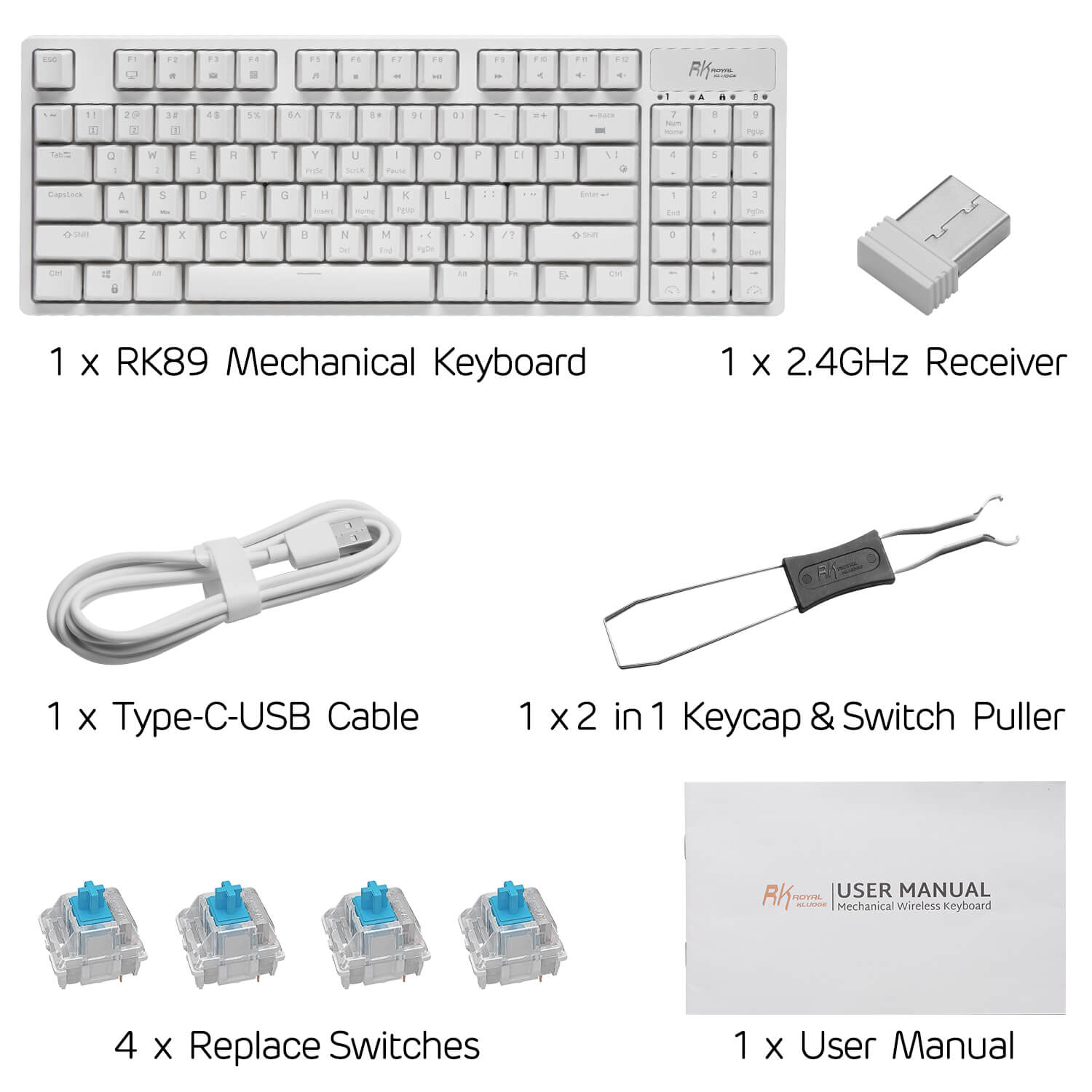 RK ROYAL KLUDGE RK89 85% Triple Mode Hot Swappable Mechanical Keyboard ...