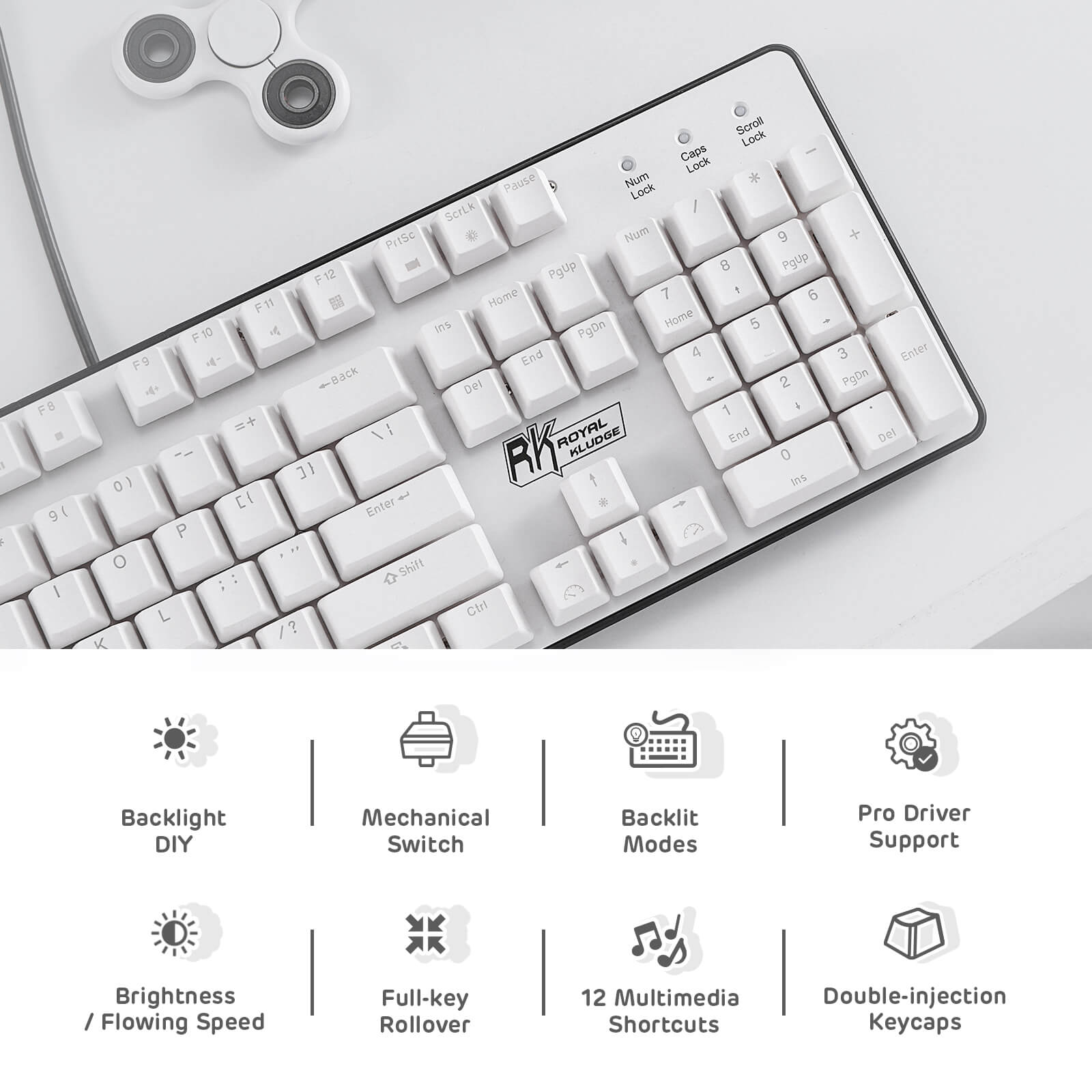 RK ROYAL KLUDGE RK920 Full Size 104 Keys Wired Rainbow Backlit ...