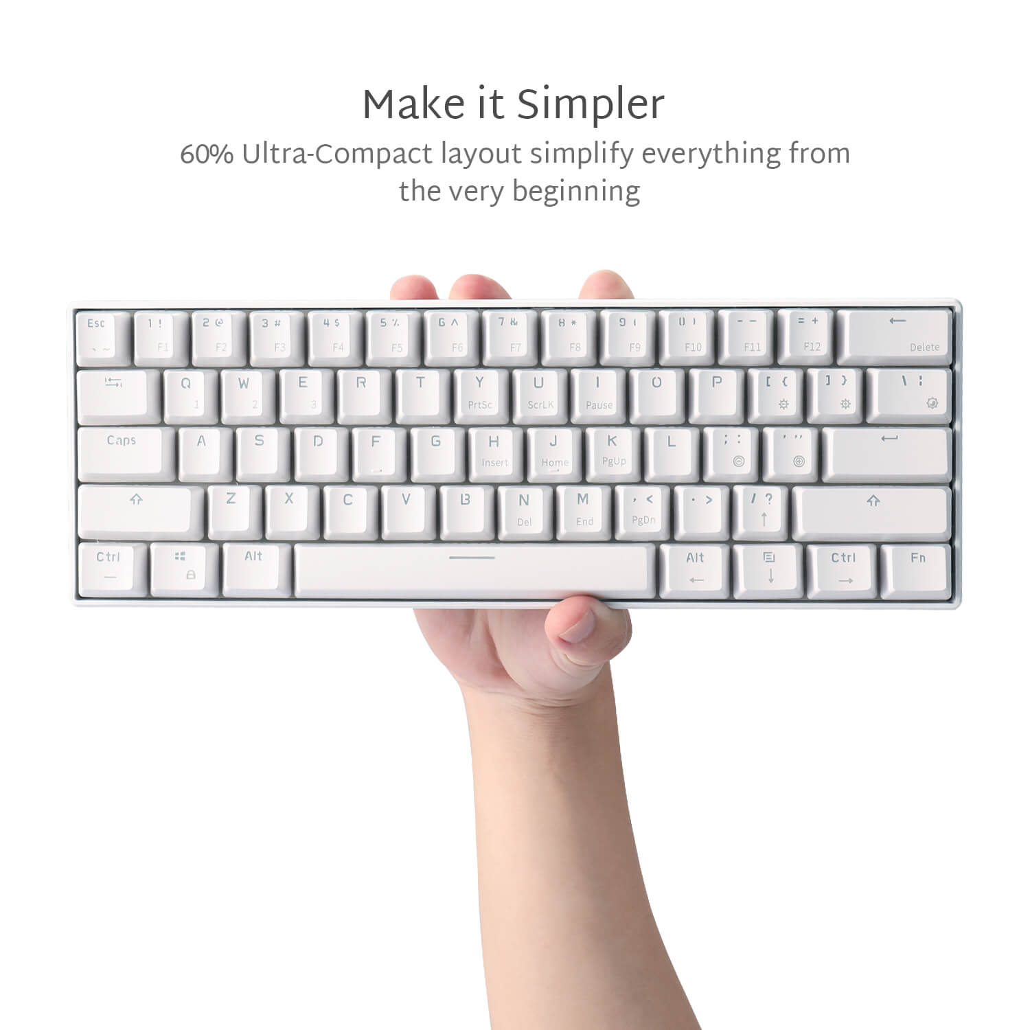 ROYAL KLUDGE RK61 61 Keys Wireless 60% Mechanical Gaming Keyboard White ...