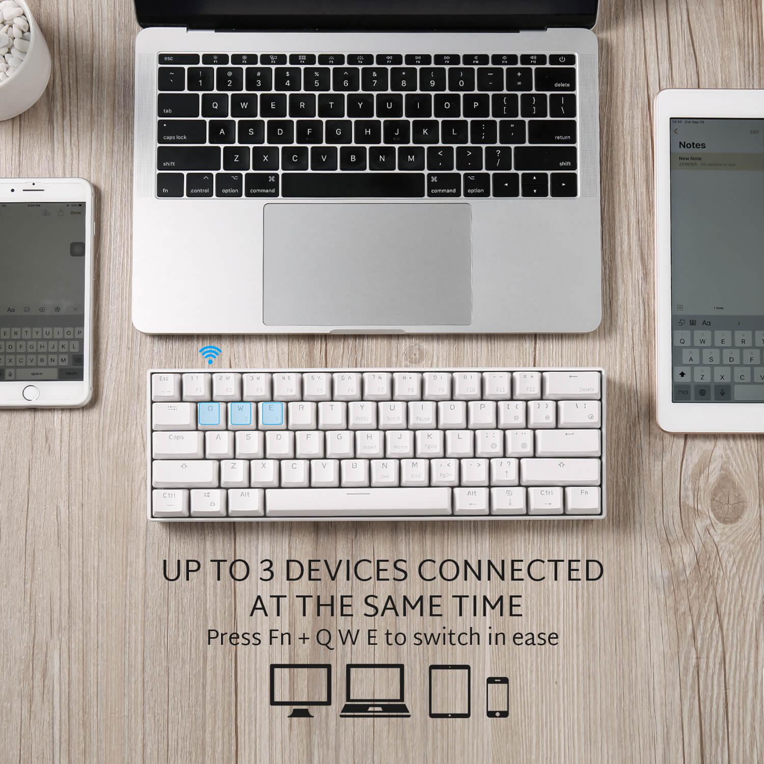 ROYAL KLUDGE RK61 61 Keys Wireless 60% Mechanical Gaming Keyboard White ...