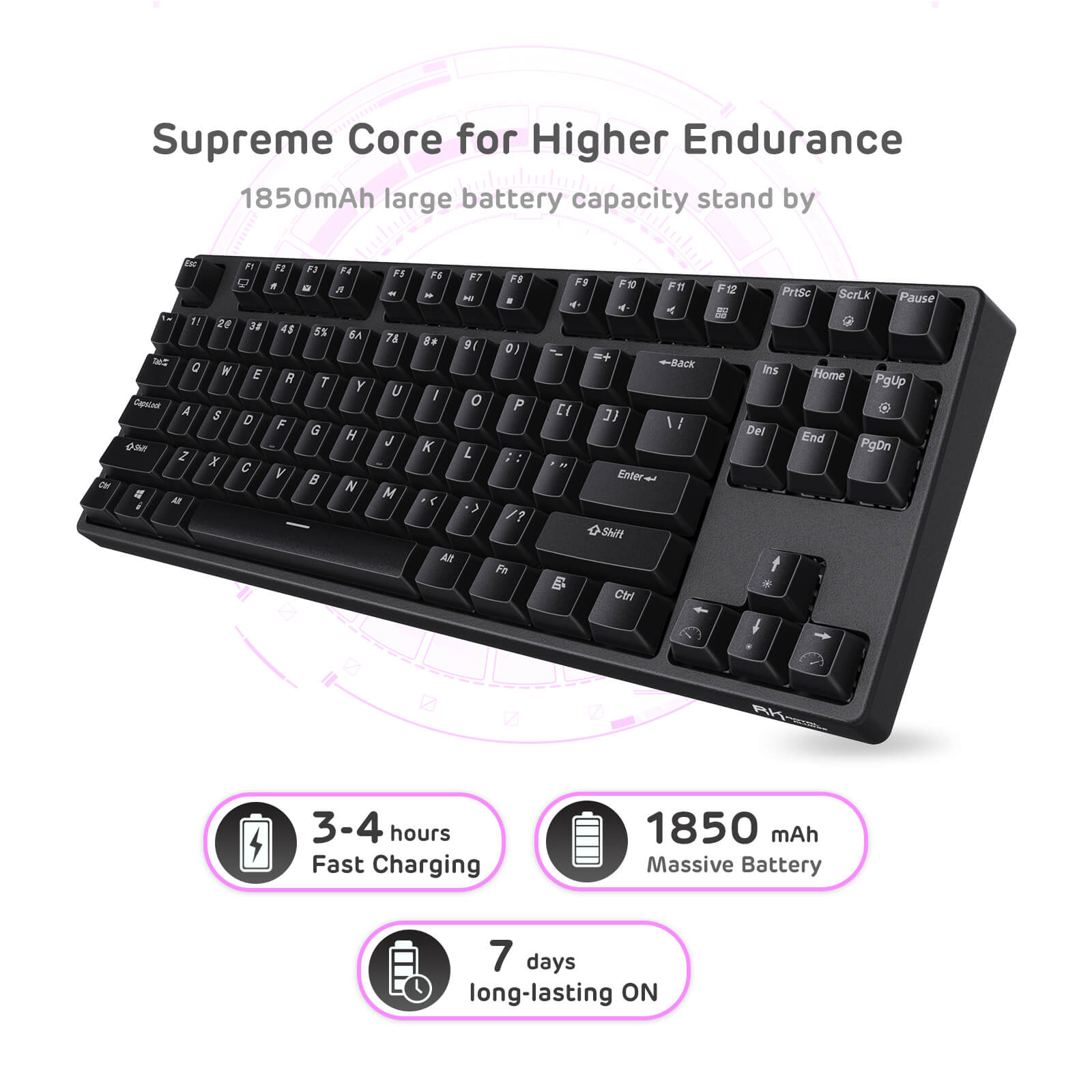 ROYAL KLUDGE RK87 80 Percent Wireless TKL Mechanical Gaming Keyboard ...