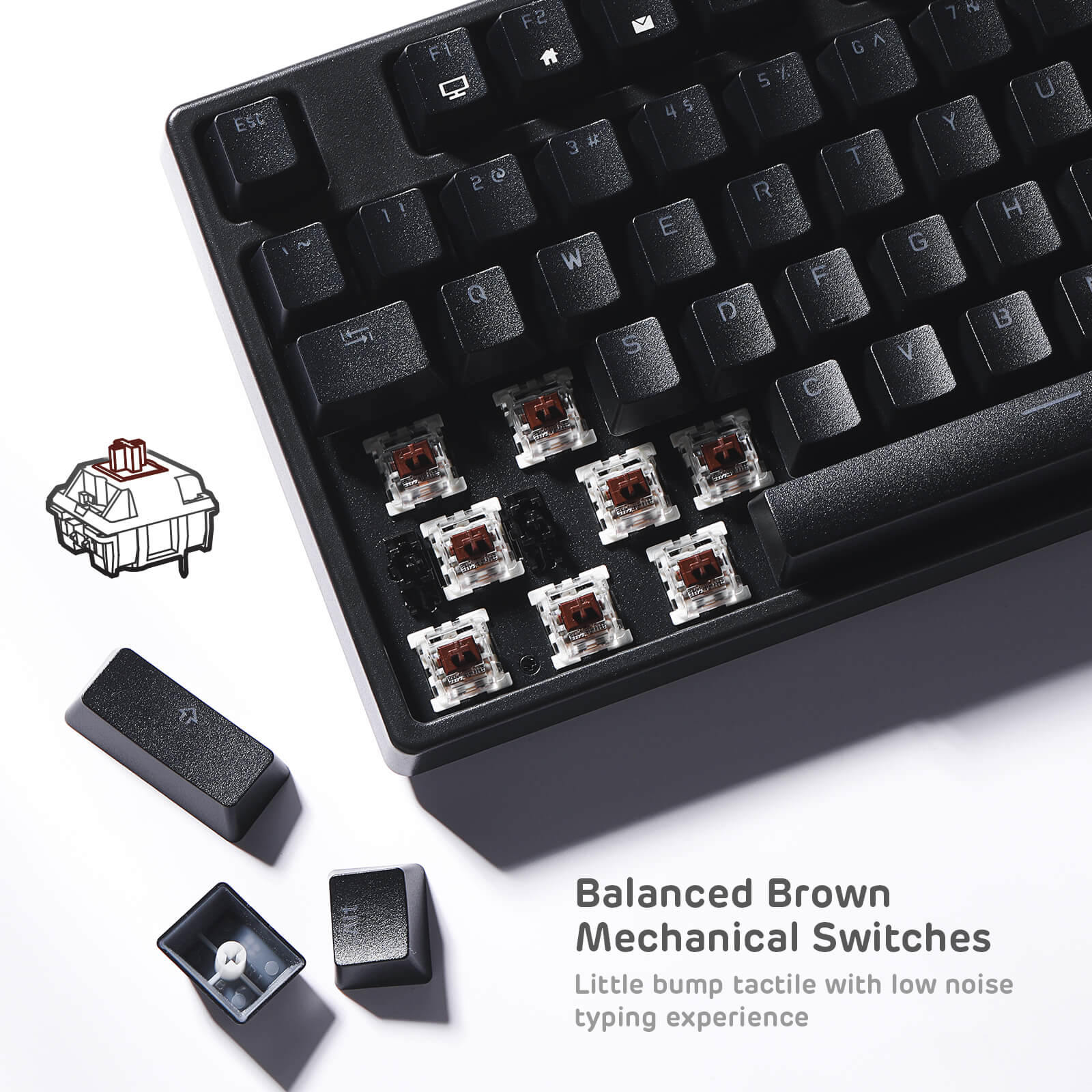 ROYAL KLUDGE RK87 80 Percent Wireless TKL Mechanical Gaming Keyboard ...