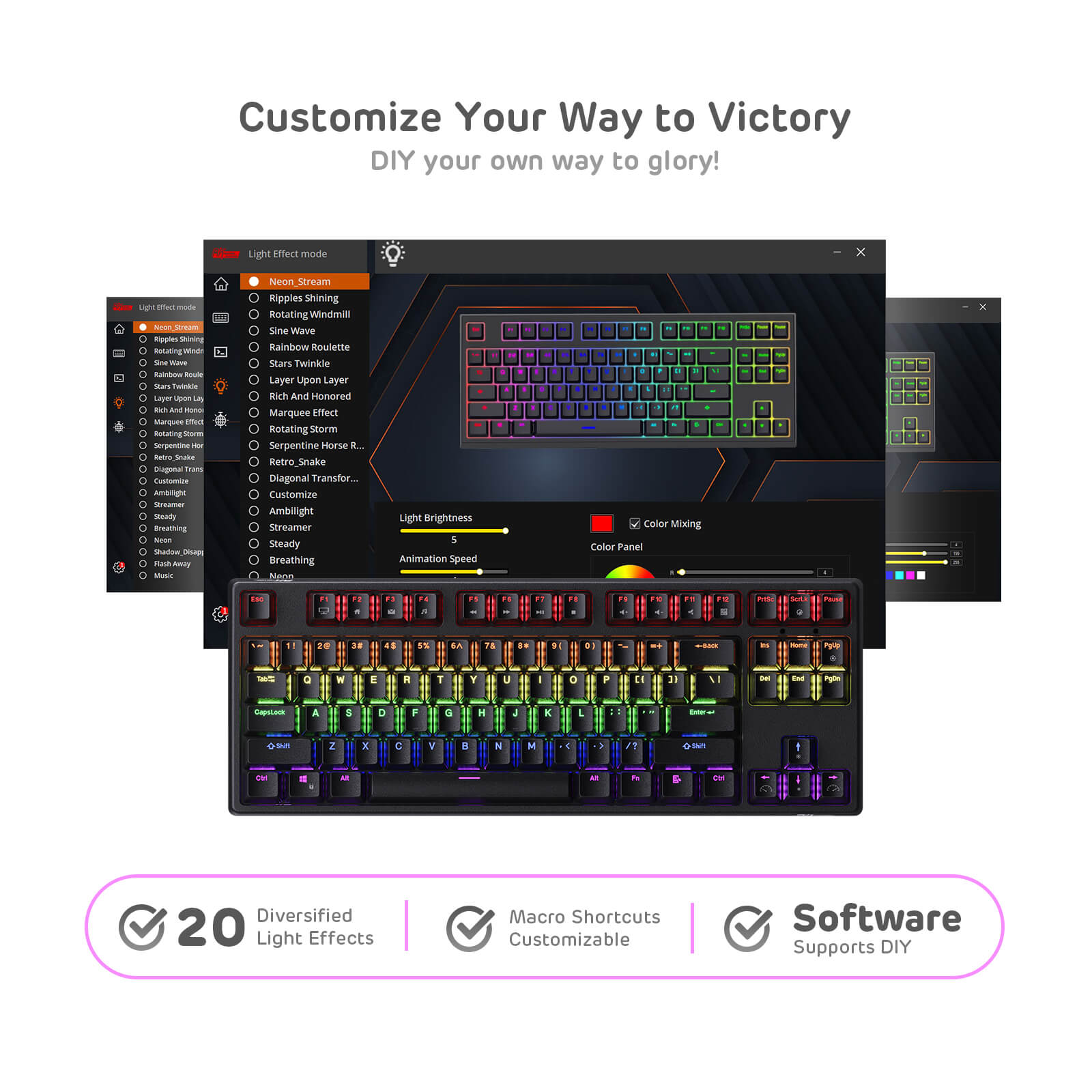 ROYAL KLUDGE RK87 80 Percent Wireless TKL Mechanical Gaming Keyboard ...